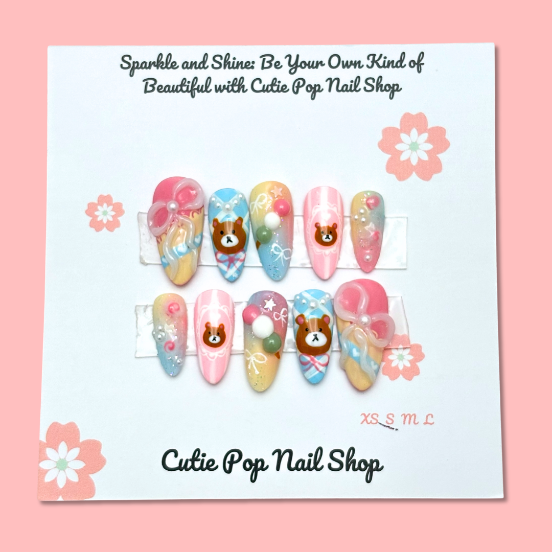 Dango Bear Press-On Nails | Cutie Pop Nail Shop